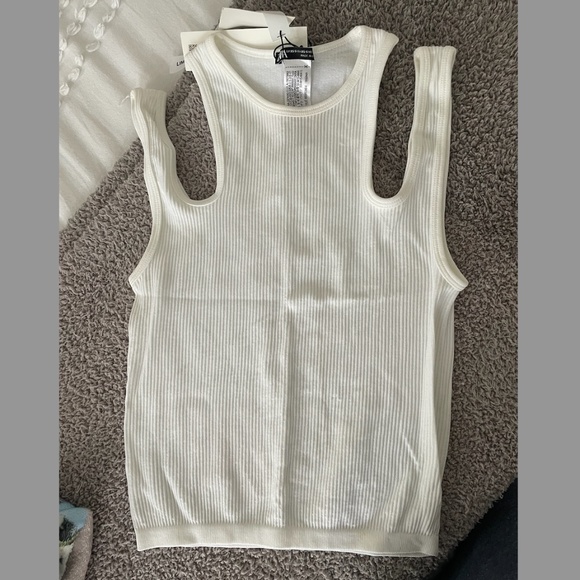 Zara | Tops | Zara White Double Strap Ribbed Tank | Poshmark